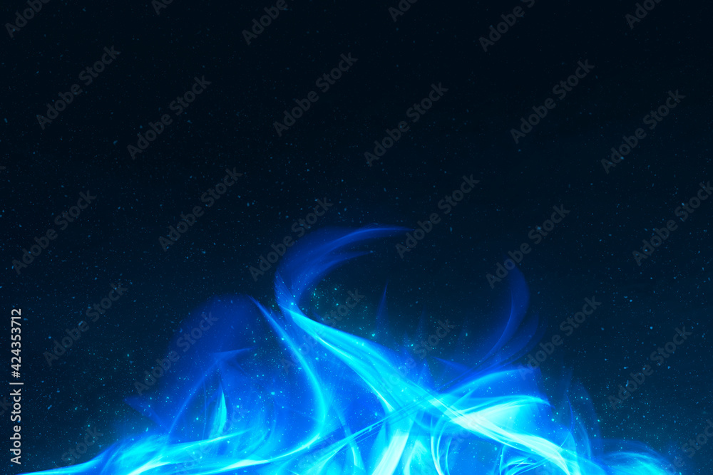Dramatic blue fire flame border frame with black background Stock ...