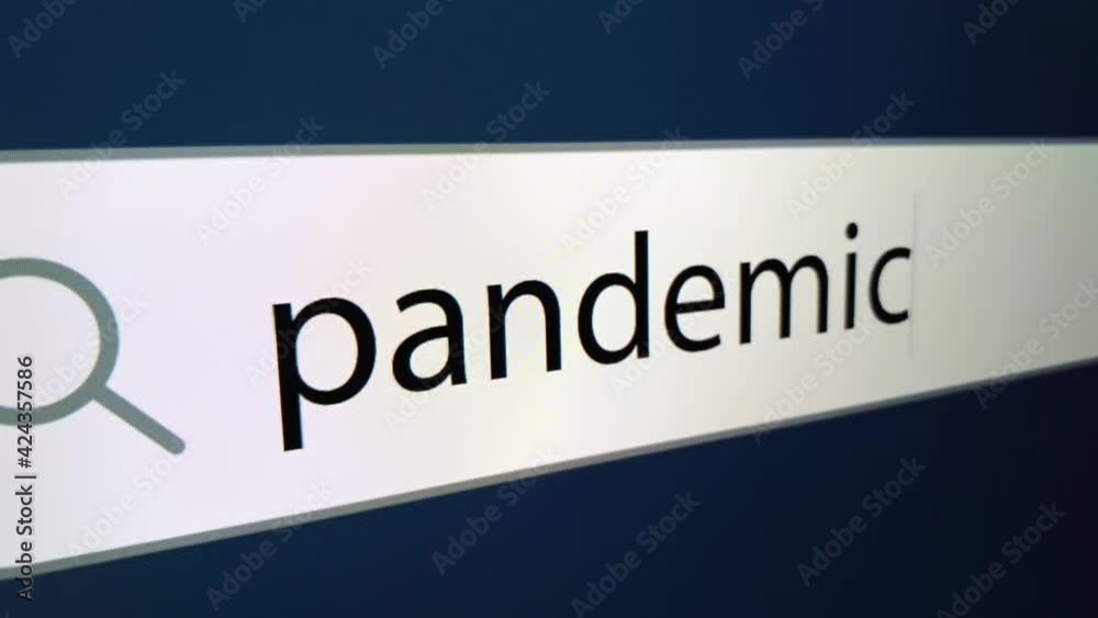 Pandemic written in search bar with cursor and question mark at the end ...
