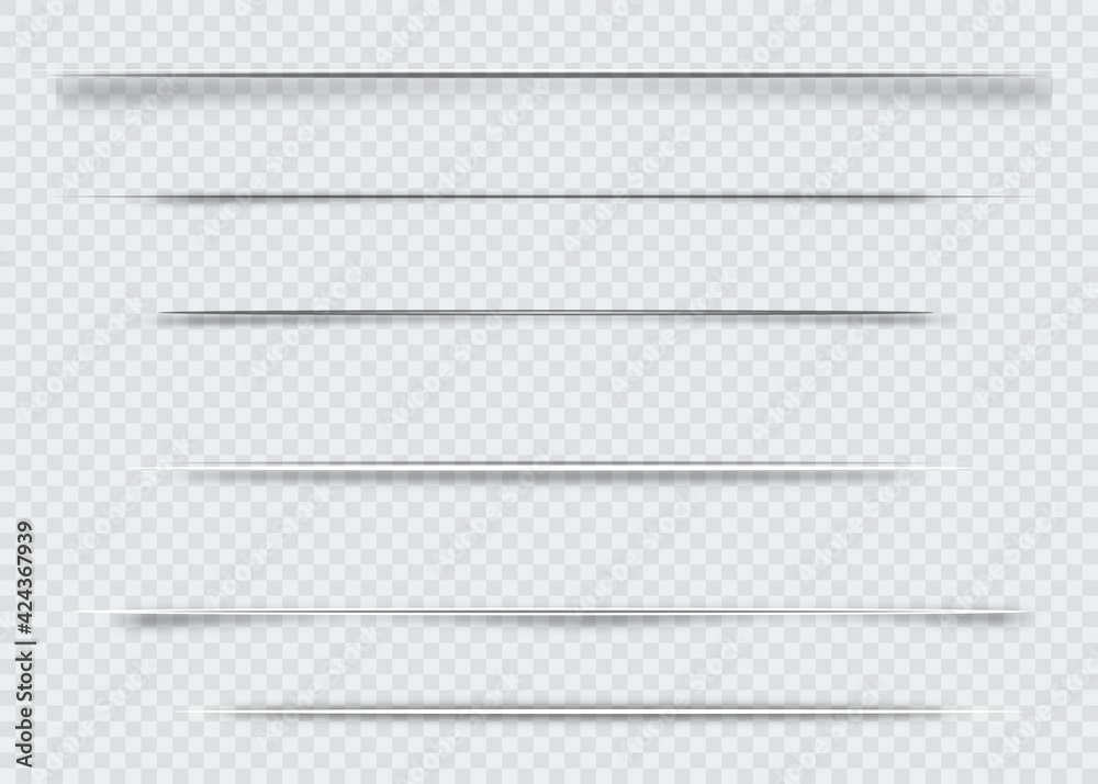 Dividers isolated on transparent background. Shadow dividers. Vector ...