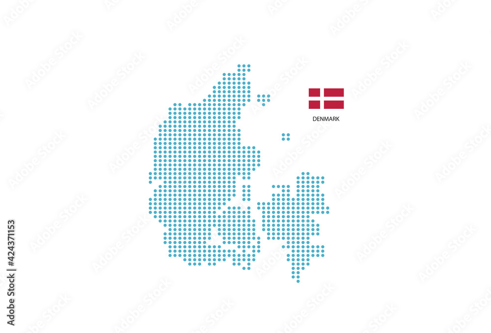 Denmark map design blue circle, white background with Denmark flag ...
