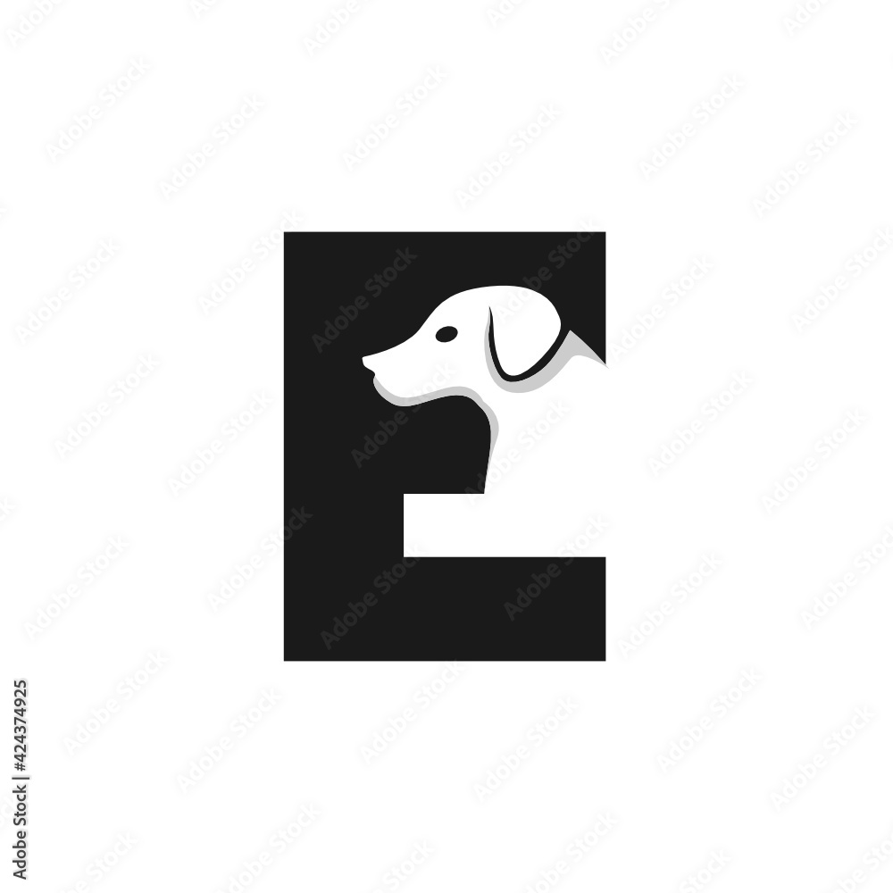 Letter E Dog Logo Design Template Inspiration, Dog Vector, Initial Logo ...