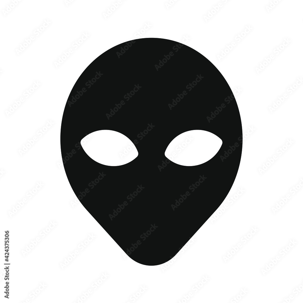 Alien head vector icon. Humanoid face symbol. Extraterrestrial logo ...