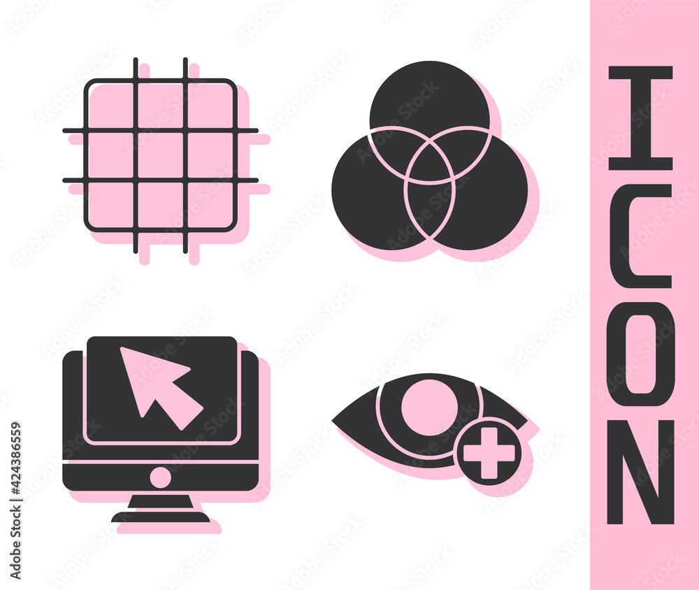 Set Red eye effect, Grid graph paper, Computer monitor and cursor and ...