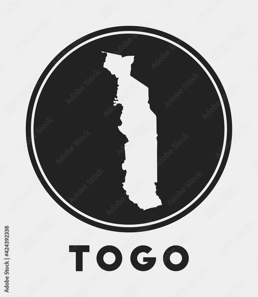 Togo icon. Round logo with country map and title. Stylish Togo badge ...