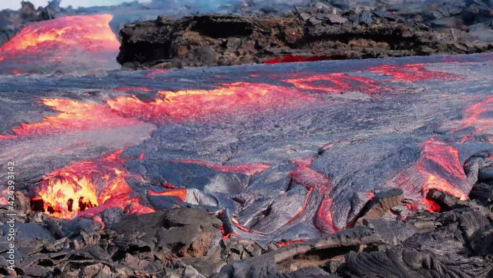 Geldingadalur Eruption - Lava River Flowing On Land During An Effusive ...