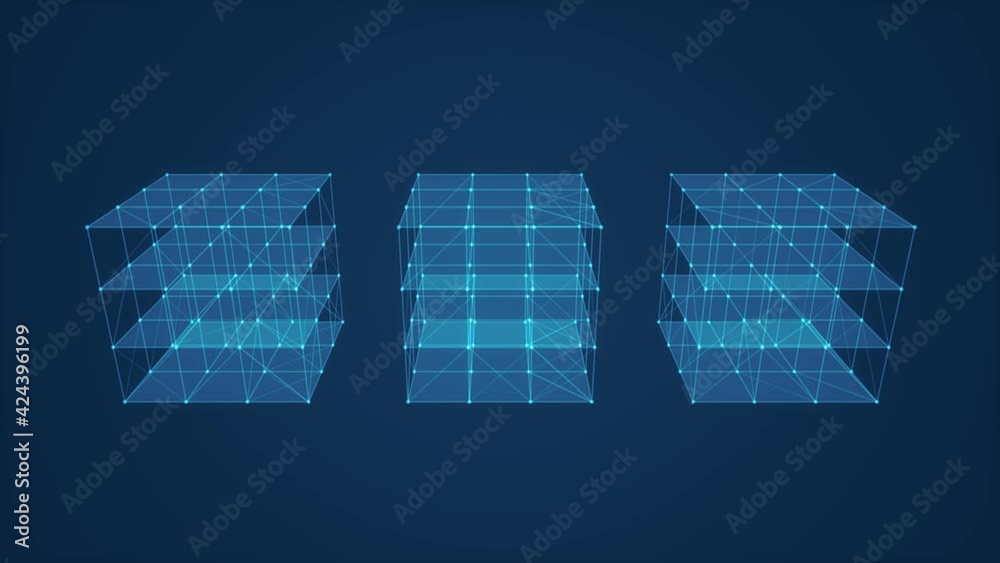 Vidéo Stock 3d Cube Box With Glowing Strokes Spinning/ 4k animation of ...