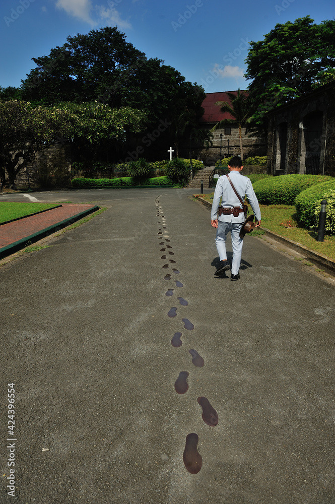 The last footprints of Jose Rizal in Fort Santiago, Manila, Philippines ...