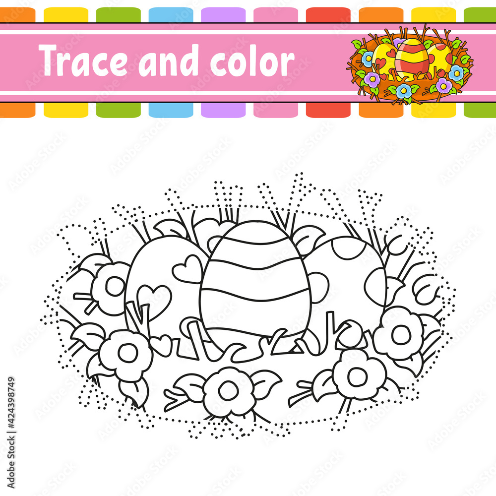 Trace and color. Coloring page for kids. Handwriting practice ...