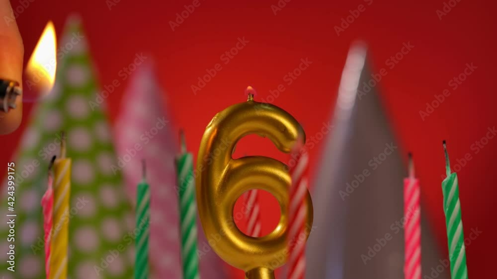 Birthday Burning 6 Candle. Happy Birthday background anniversary ...