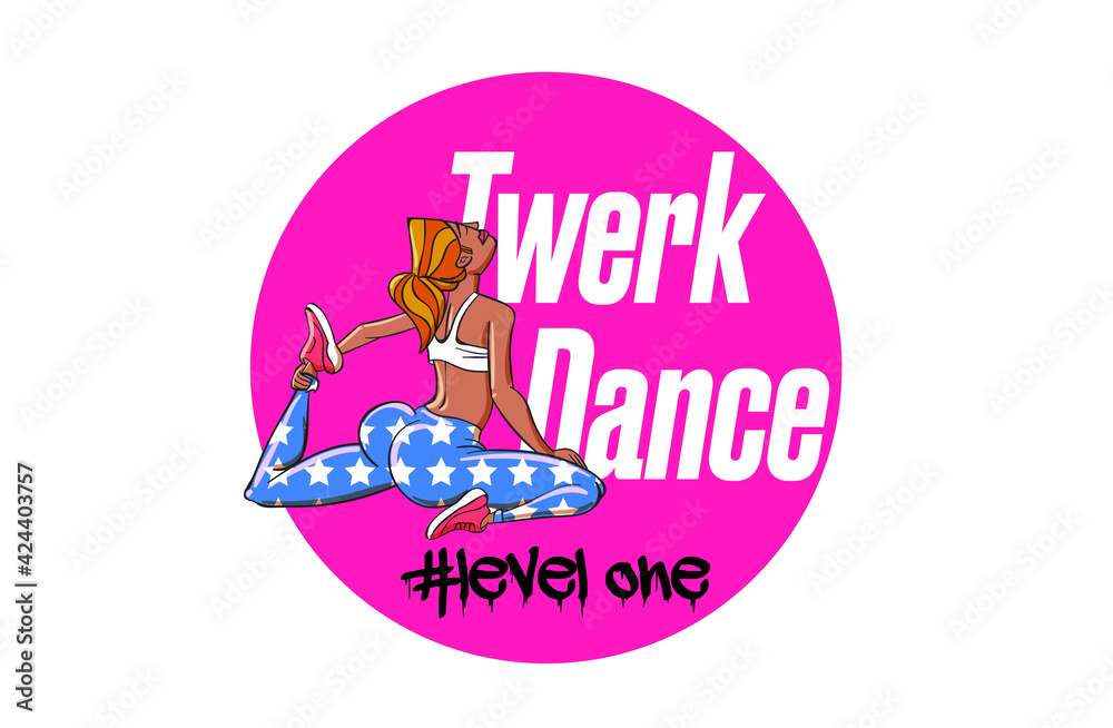 Twerk poster design. Cartoon style girl. Poster for booty dance course ...
