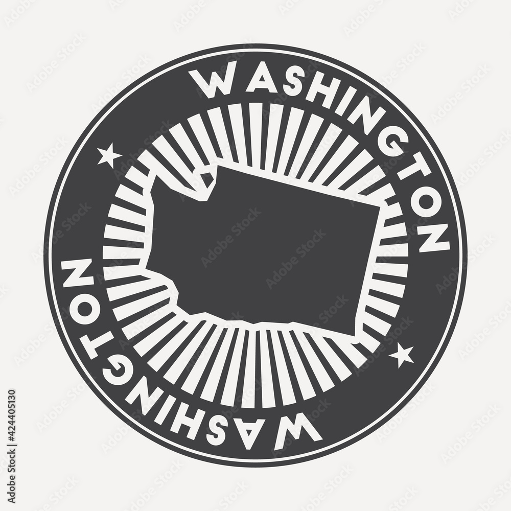 Washington round logo. Vintage travel badge with the circular name and ...