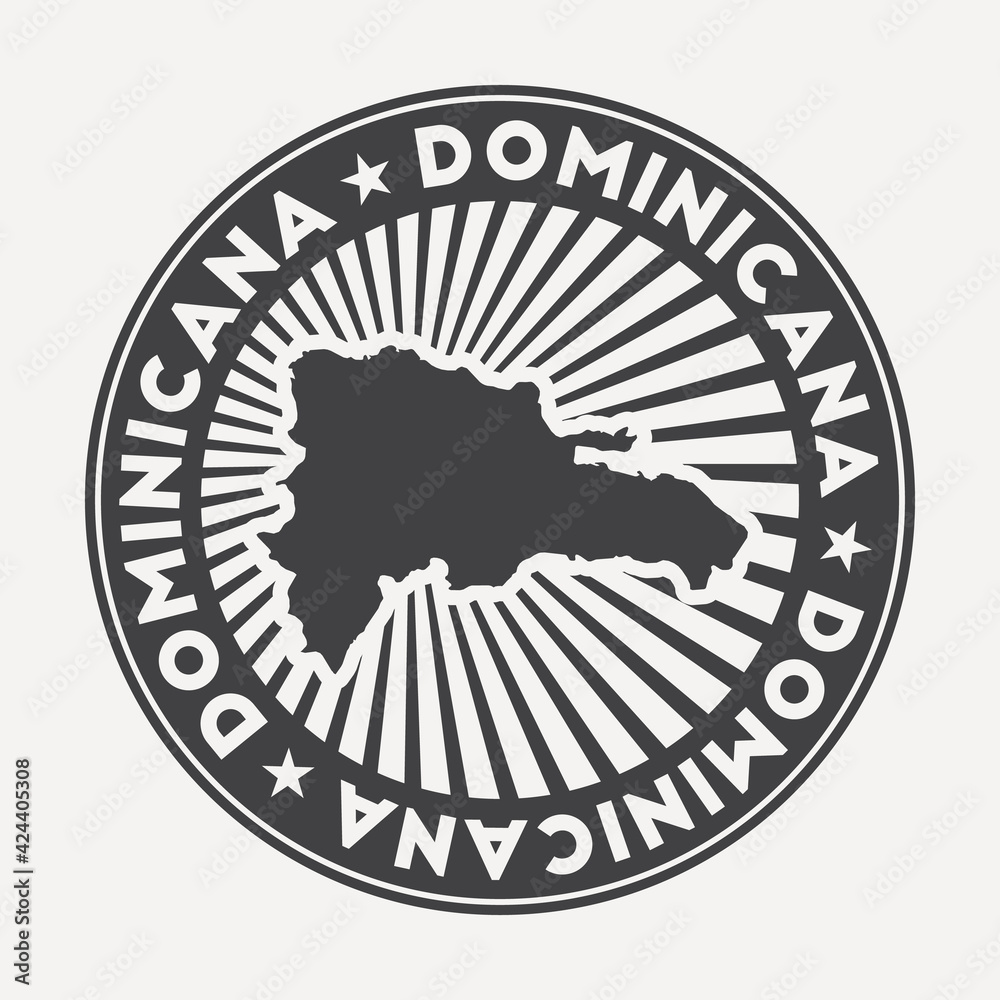 Dominicana round logo. Vintage travel badge with the circular name and ...