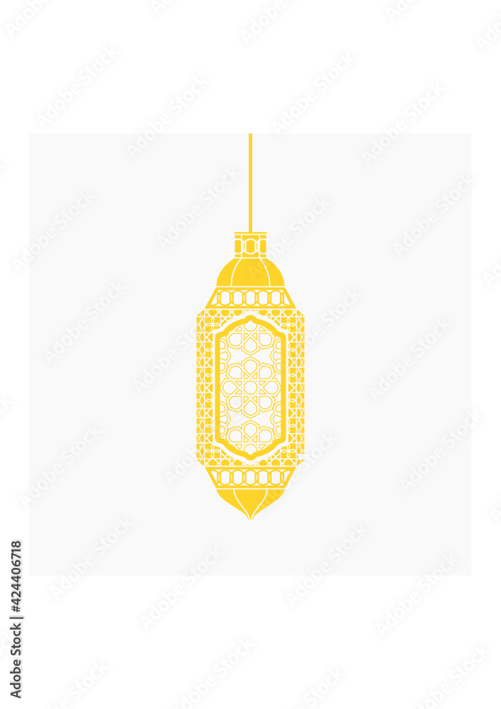 Editable Isolated Hanging Patterned Yellow Arabian Lamp Vector ...