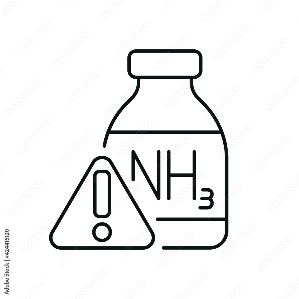 Ammonia poisoning linear icon. Chemical hazard. Health care. Thin line ...
