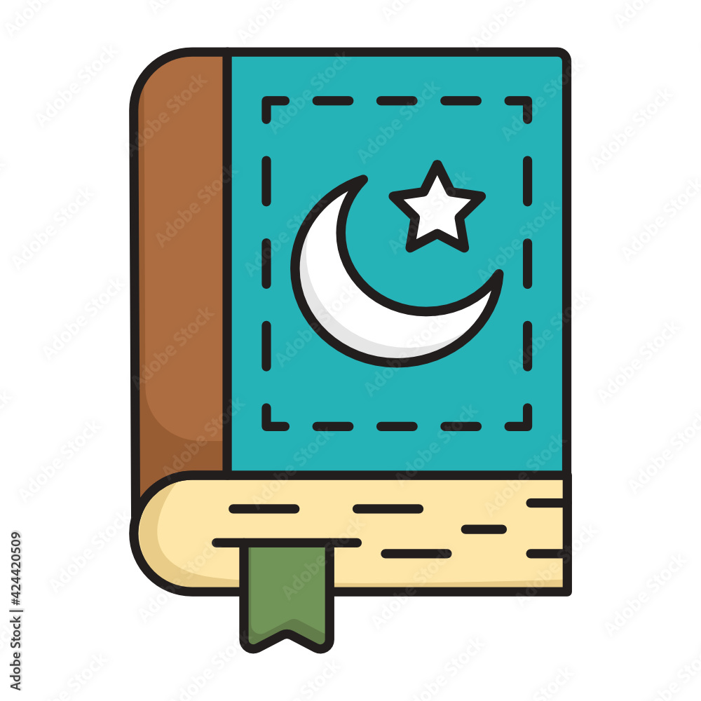 Educational Book of Islam Concept Hadith Vector color Icon Design, Arab ...