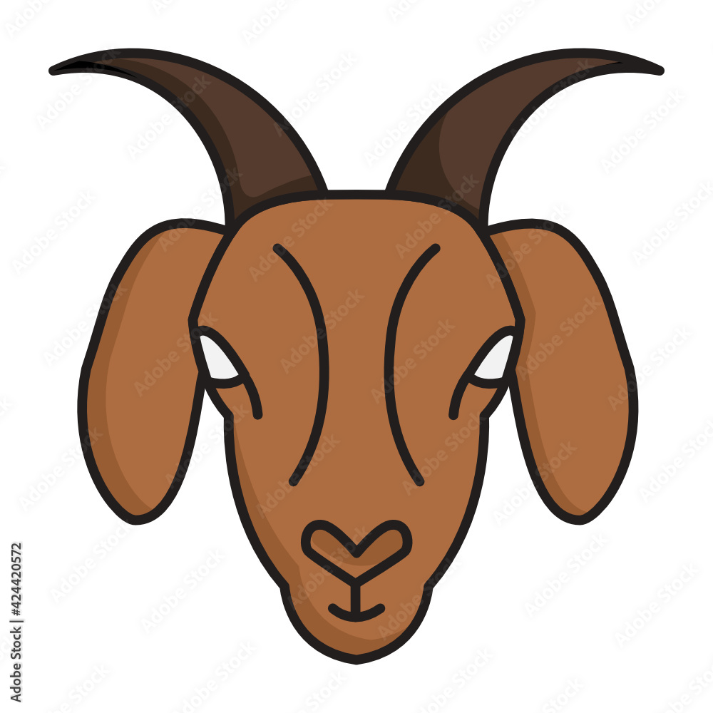Qurban Goat Head Vector color Icon Design, Arab culture and traditions ...