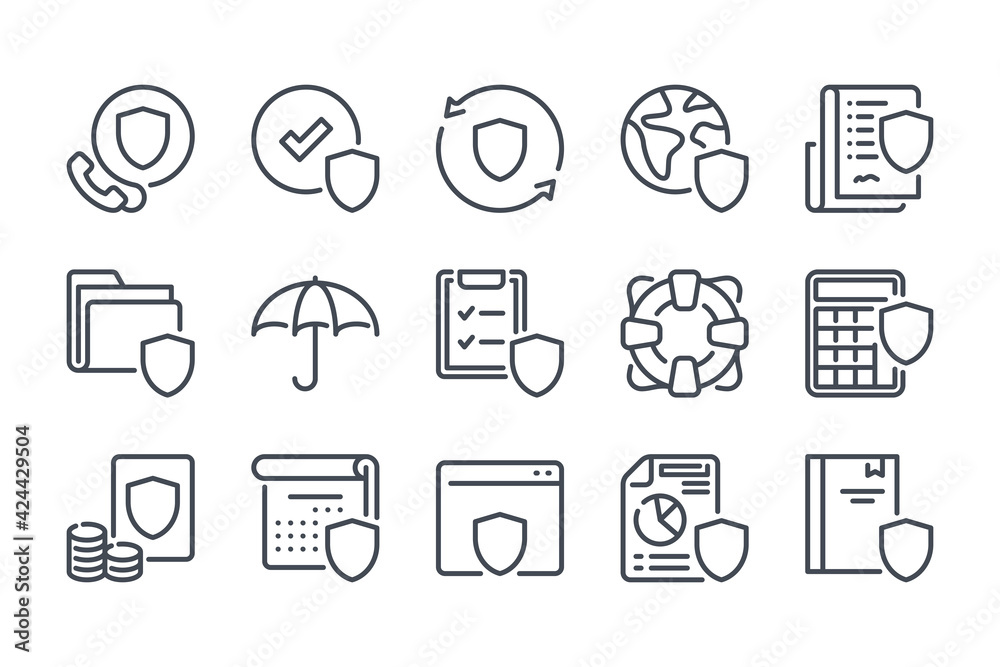 Insurance and assurance line icon set. Insurance case and security ...