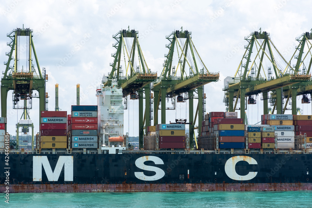 Container ship "MSC Samar" berthed at cargo terminal in port of ...