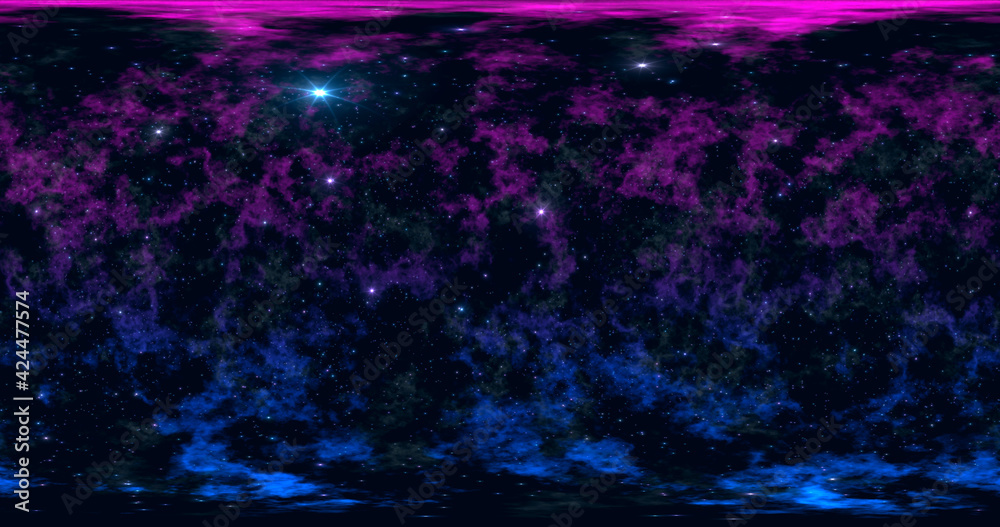 3d rendering. Space background with nebula and stars. Environment 360 ...