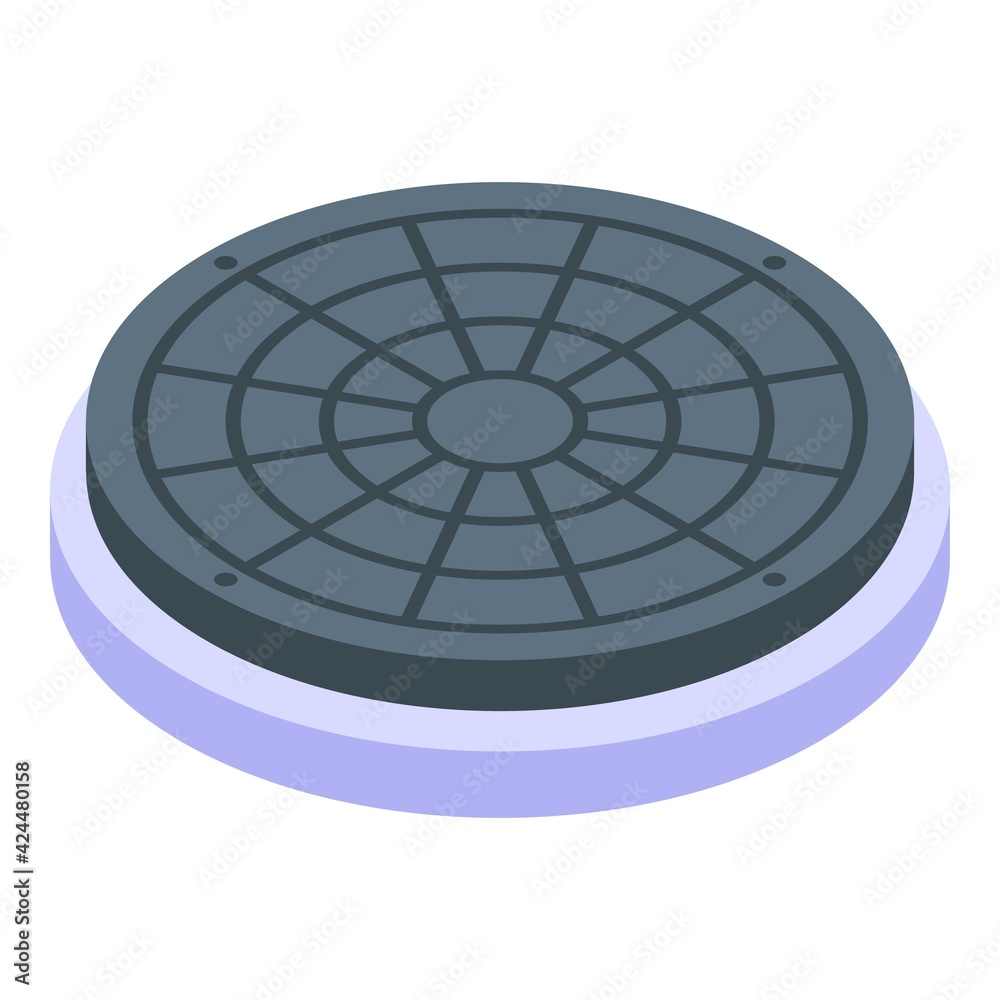 Sewerage manhole icon. Isometric of Sewerage manhole vector icon for ...