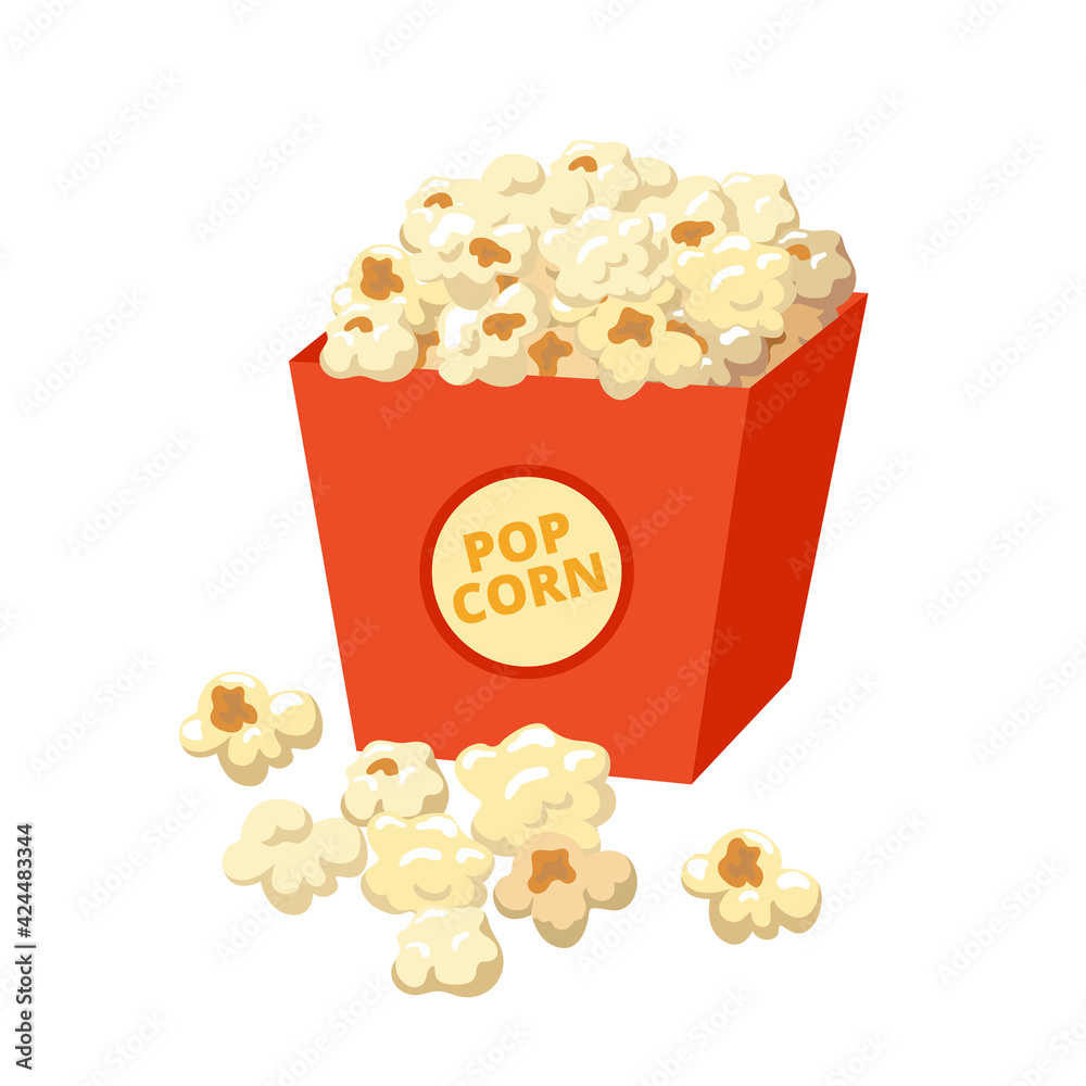 Popcorn vector illustration in flat design isolated on white background ...