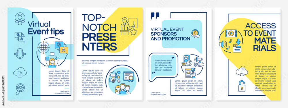 Virtual event tips brochure template. Top-notch presenters. Flyer ...