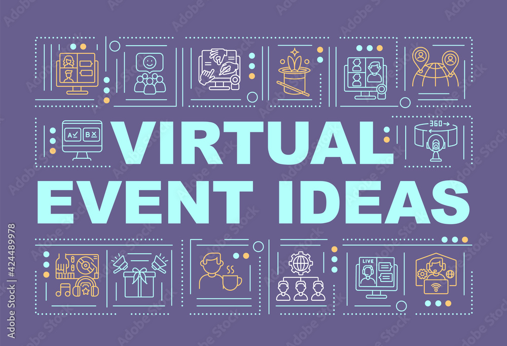 Virtual event ideas word concepts banner. Meetings, conferences. Remote ...