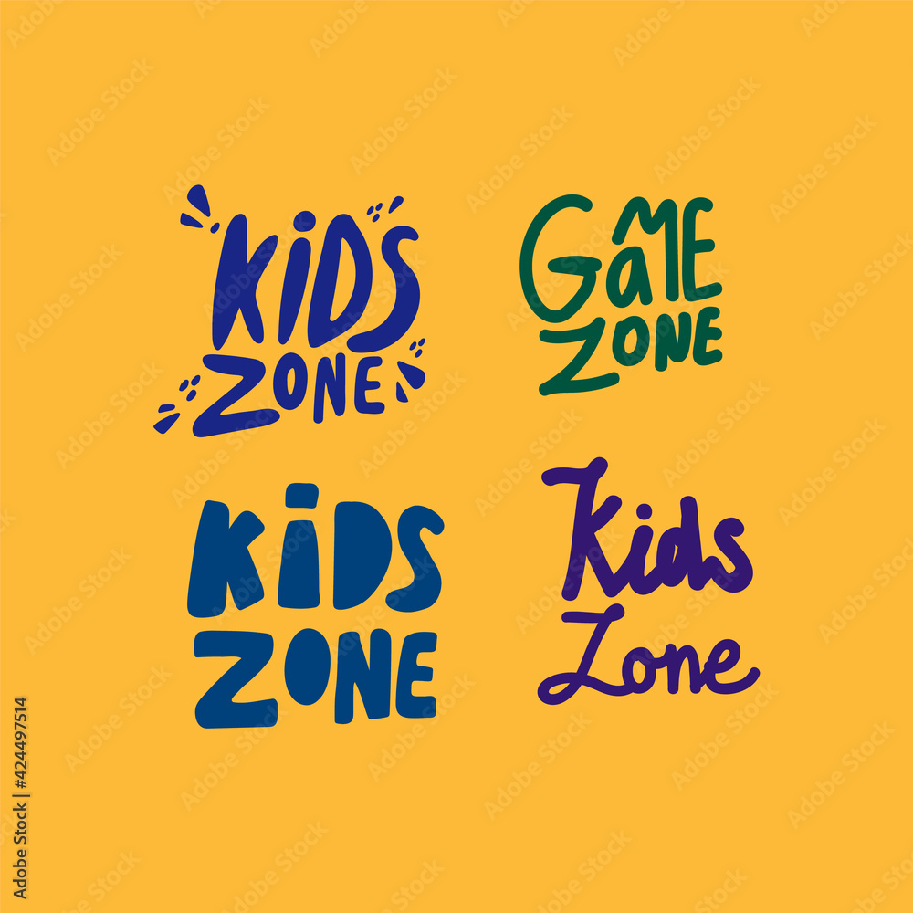 A set of inscriptions Game zone icons. Vector illustration of dark ...