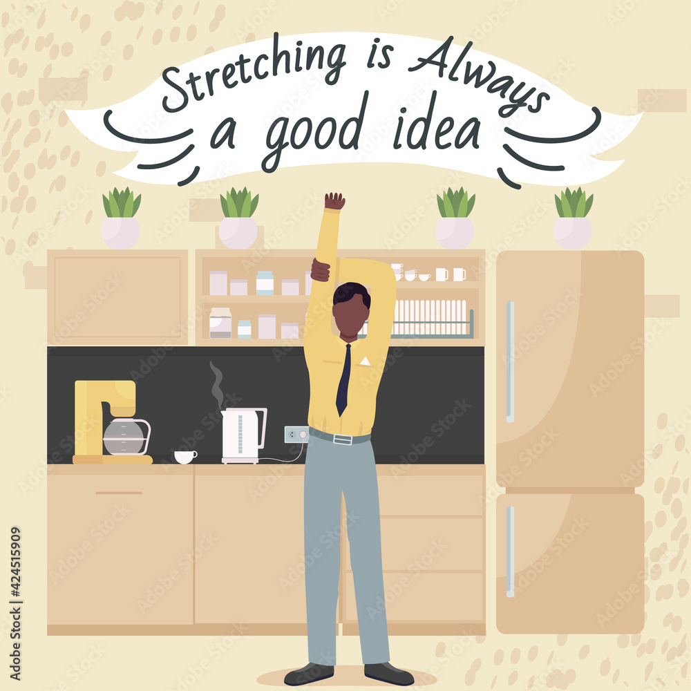 Employee exercise social media post mockup. Stretching is always good ...