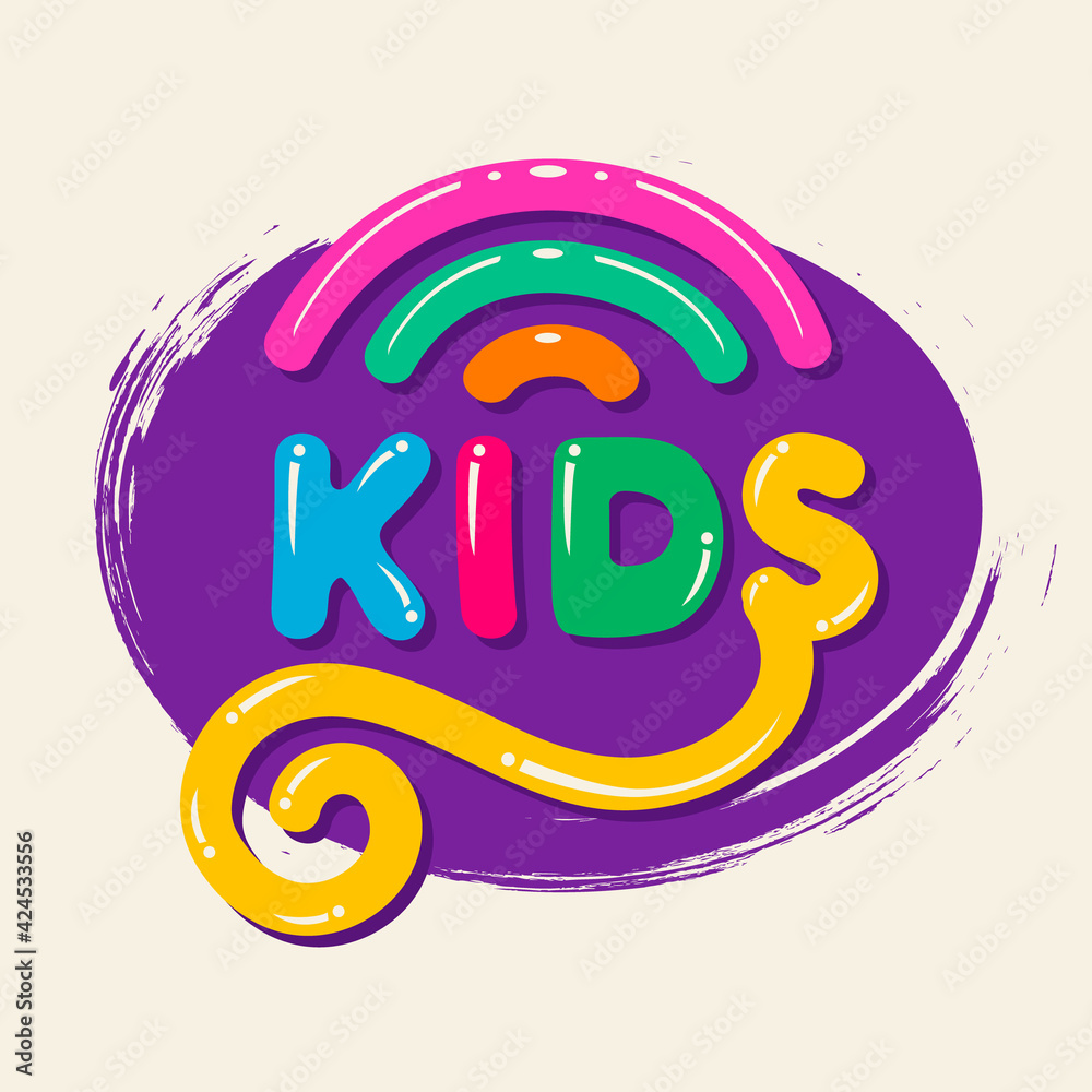 Abstract amusing bright circles oval kids zone logo,childhood planet ...