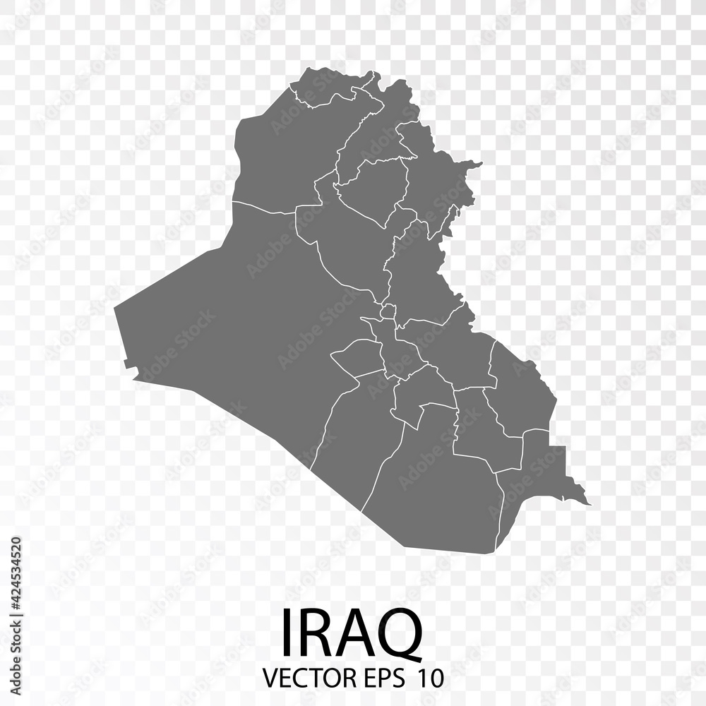Poster Transparent - High Detailed Grey Map of Iraq. Vector Eps 10 ...