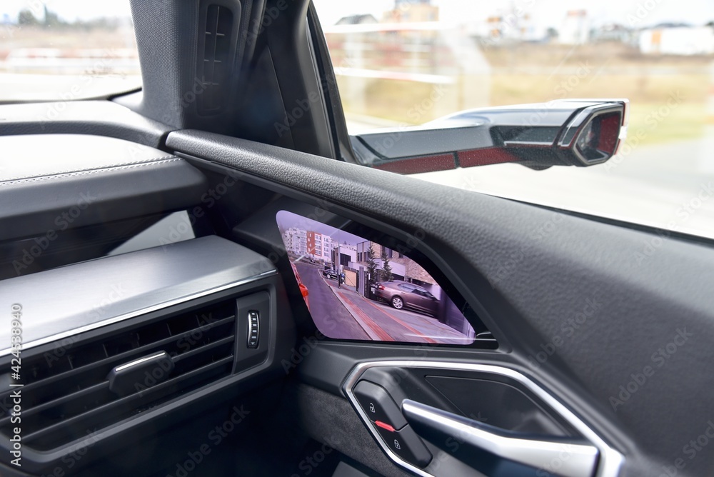 Audi e-tron 55 Quattro Sportback. Luxury large electric car. Cabin ...