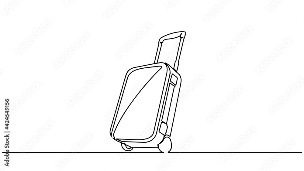 Continuous one line drawing of an suitcases. Travel concept. Suitcase ...