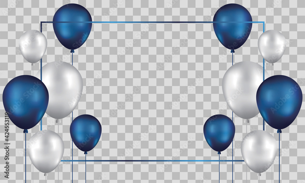 blue balloons, vector illustration. Celebration transparent background ...