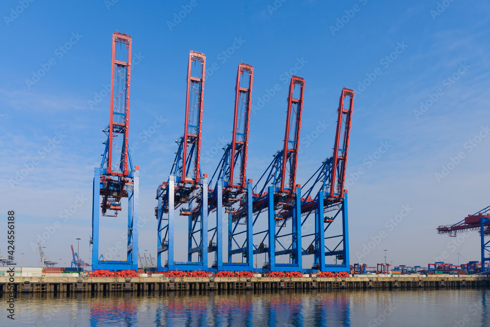 Container terminal gantry cranes for loading and offloading intermodal ...
