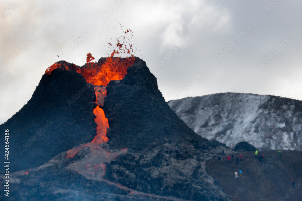 Reykjanes Peninsula, Iceland - March 23rd 2021: Volcanic eruption and ...
