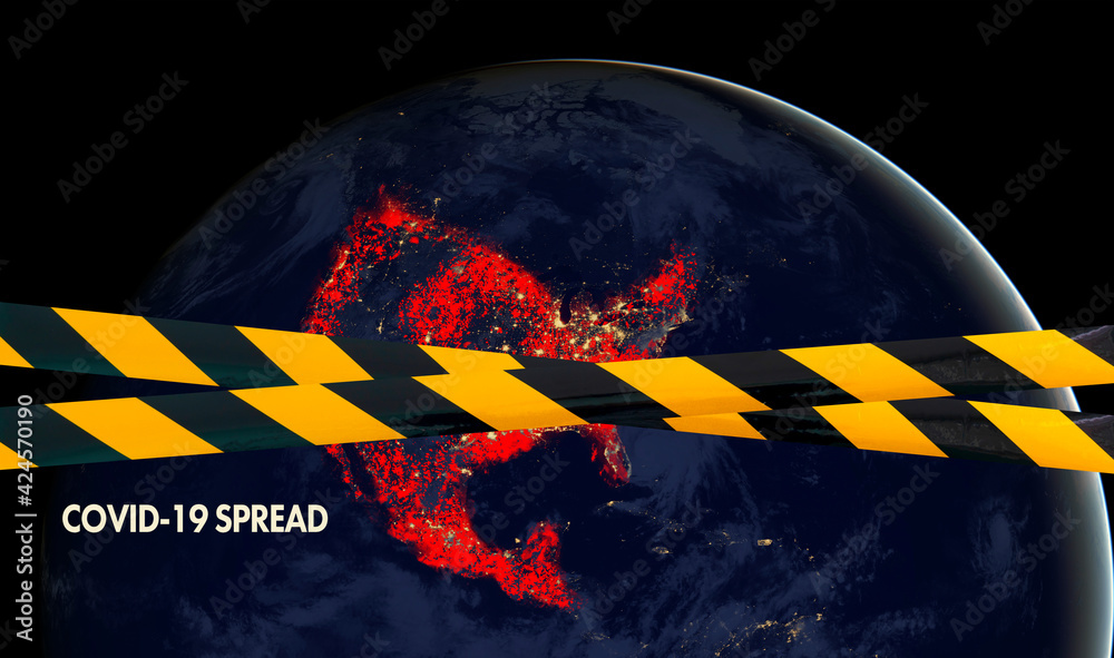 planet earth behind the black and yellow line, quarantine, covid-19 ...