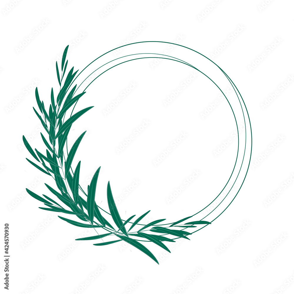 Floral card Design with green leaves elegant greenery, herbs forest ...