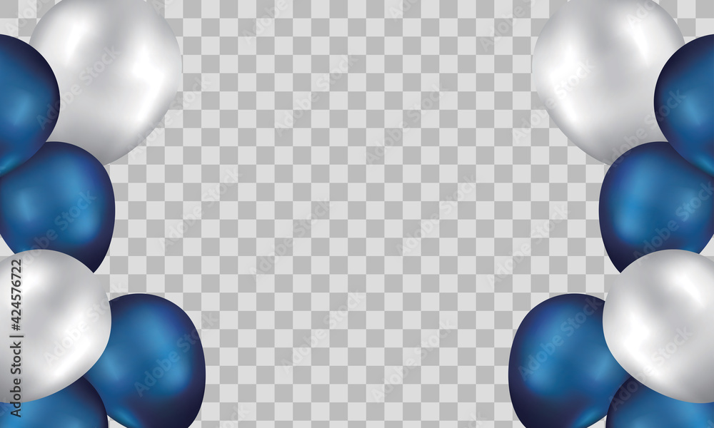 blue balloons, vector illustration. Celebration transparent background ...