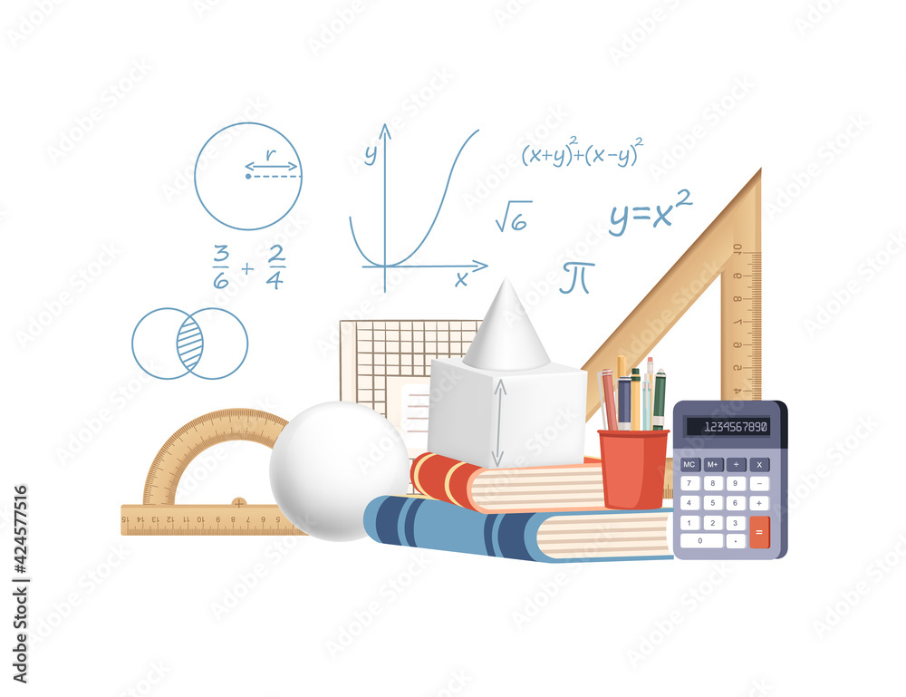 Math science courses online education concept or school lesson vector ...