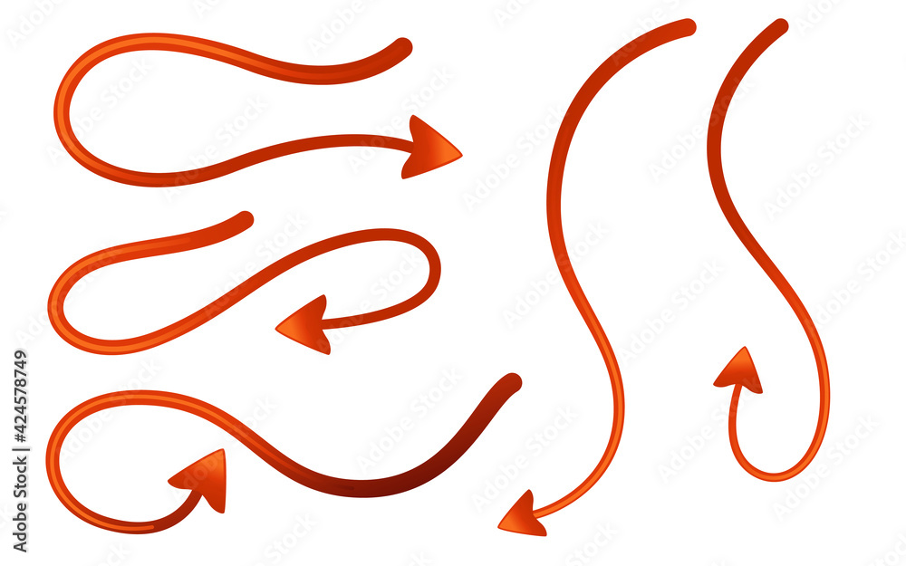 Set of devil tail collection of red different shapes satan's tail ...