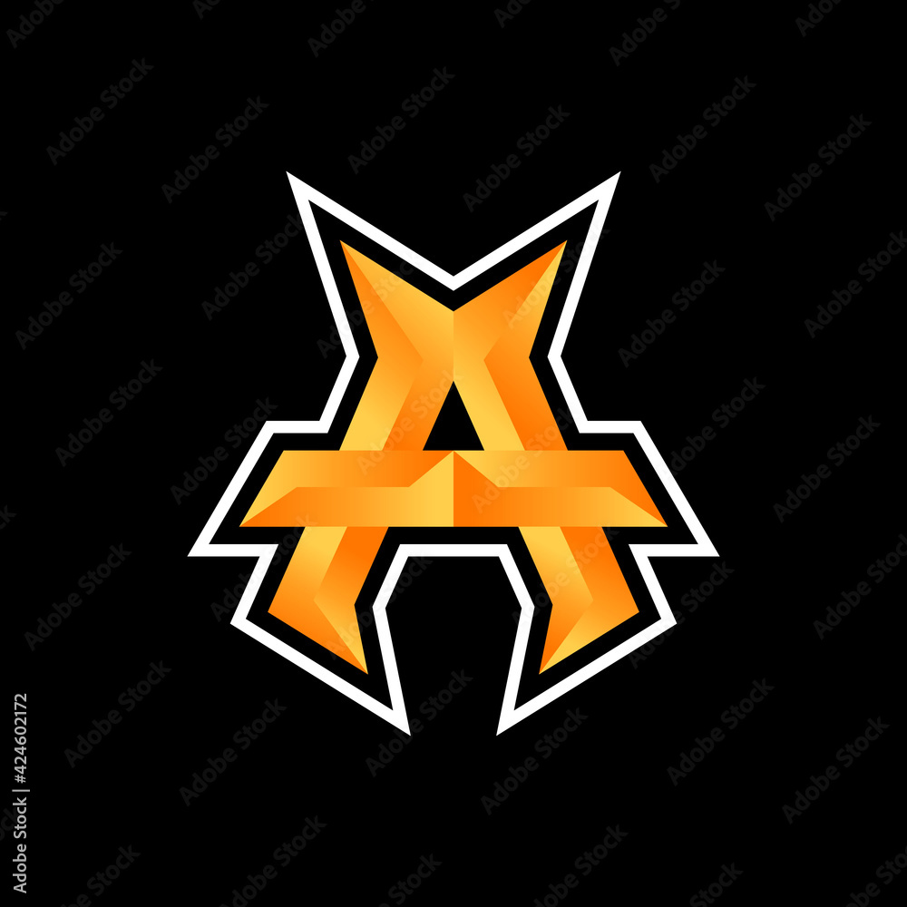 Vetor de Initial A Modern Gaming Esport Logo Design in color orange and ...