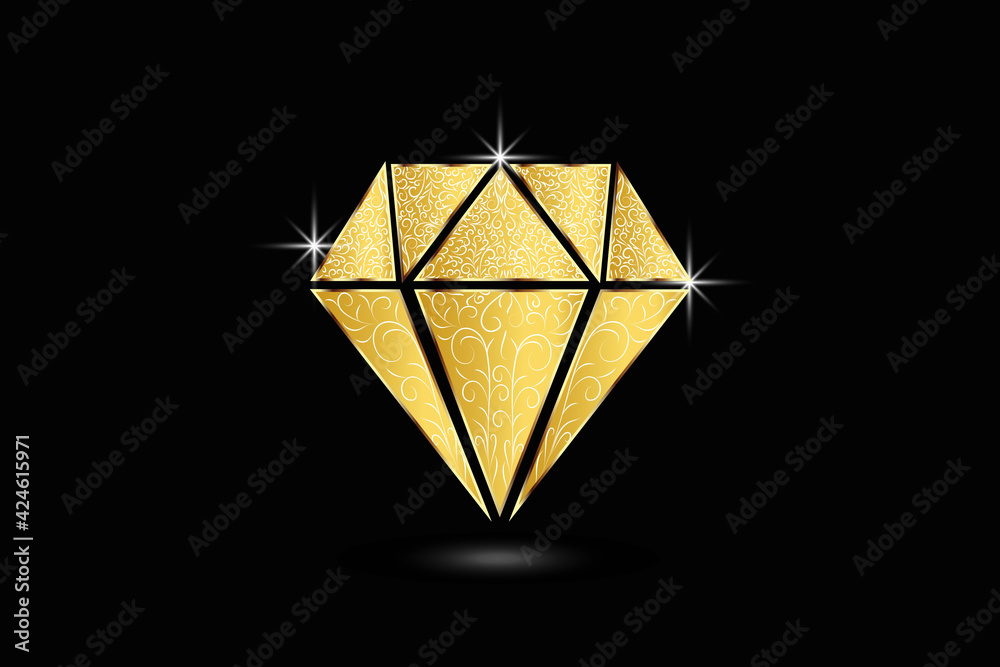 Gold diamond logo swirly floral brilliant sparkles jewelry sapphire ...