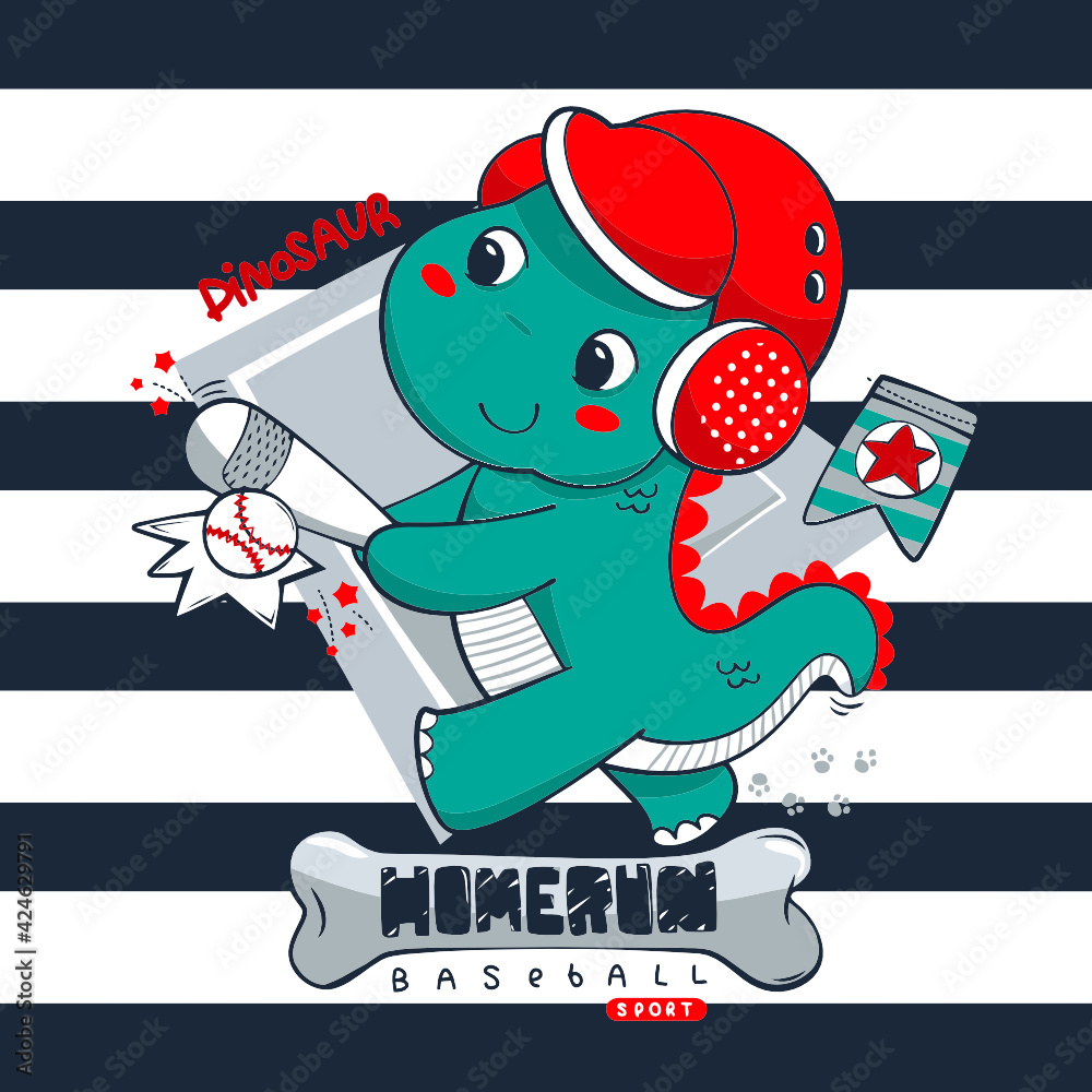 Dinosaur Playing Baseball