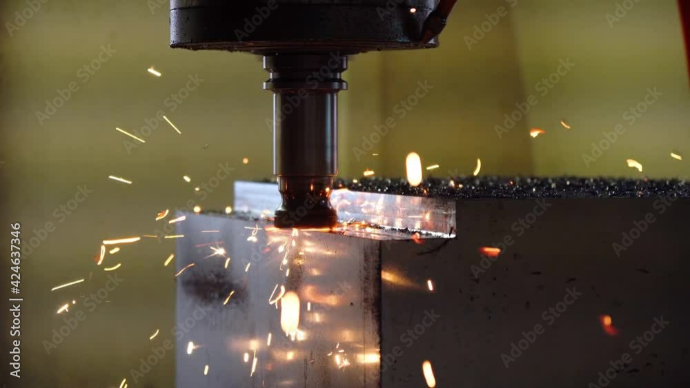 CNC milling machine rough cutting the mold part with bad cutting ...