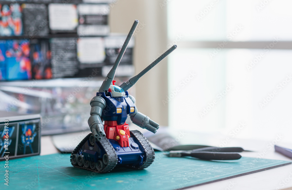 BANGKOK, THAILAND - Mar 7 ,2021 RX-75 Gun Tank Plastic models from ...