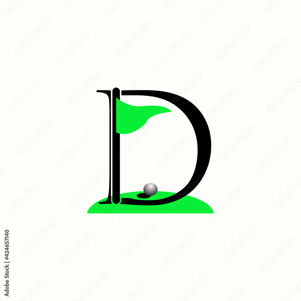 logo letter d with icon flag golf vector design Stock Vector | Adobe Stock