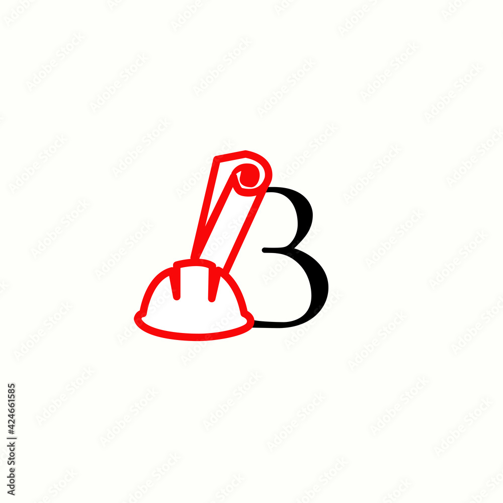 logo letter b with icon civil engineering vector design Stock Vector ...