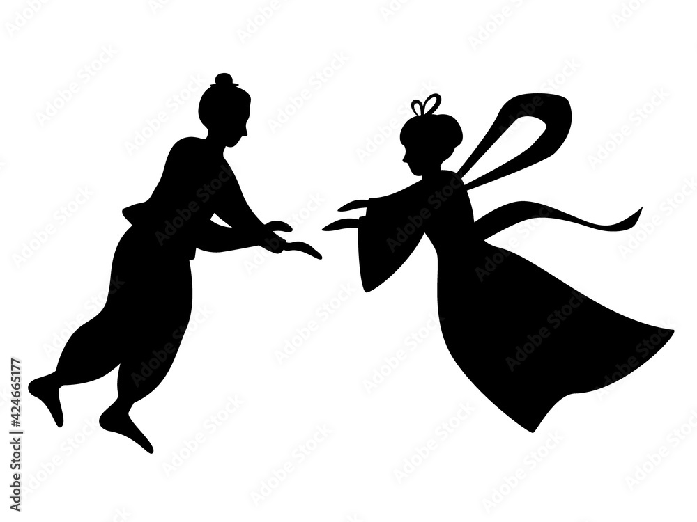 織姫と彦星 シルエット Stock Vector Adobe Stock