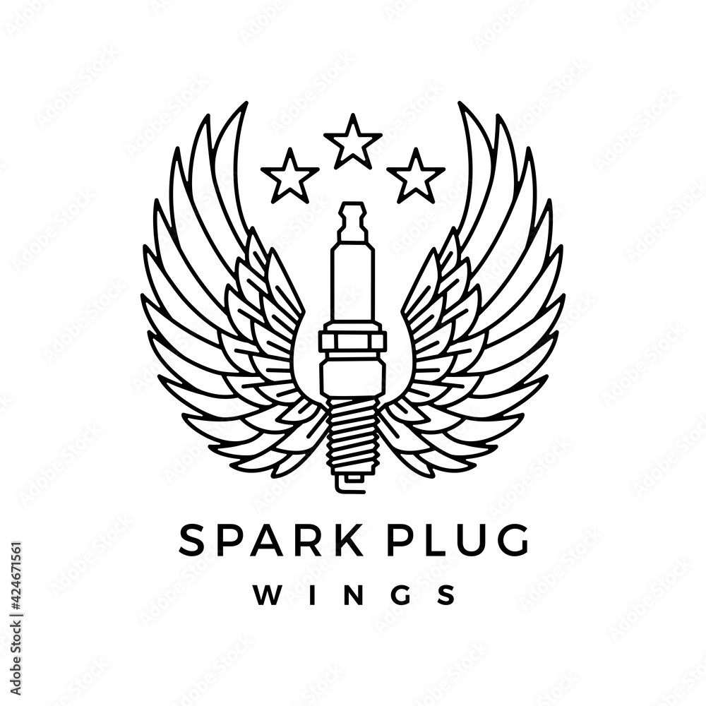 spark plug with wings logo vector icon illustration Stock Vector ...